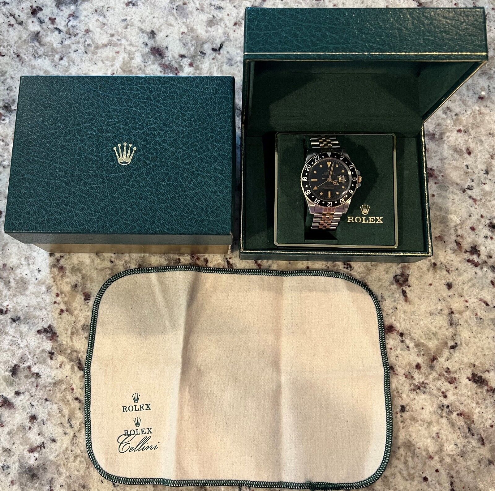 Rolex GMT Master 16753 18K Yellow Gold & Stainless Steel Black Nipple ...